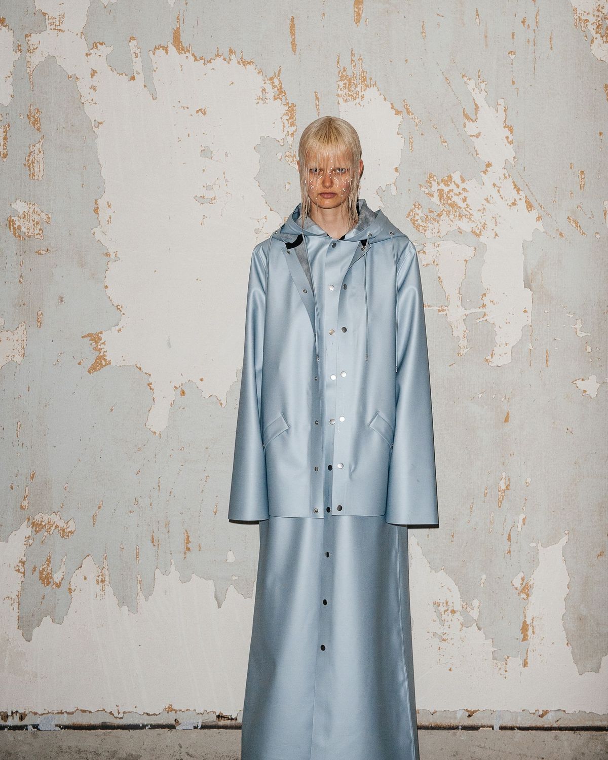 Come backstage to see all the ‘drenched’ details of Rains' SS24 runway ...